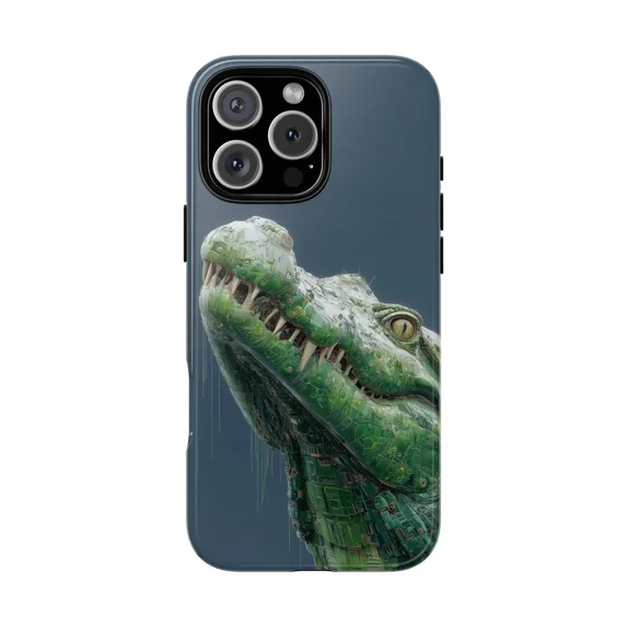 Crocodile Neon Green Alligator Art iPhone Case 17 11 12 13 14 15 16 Pro ...