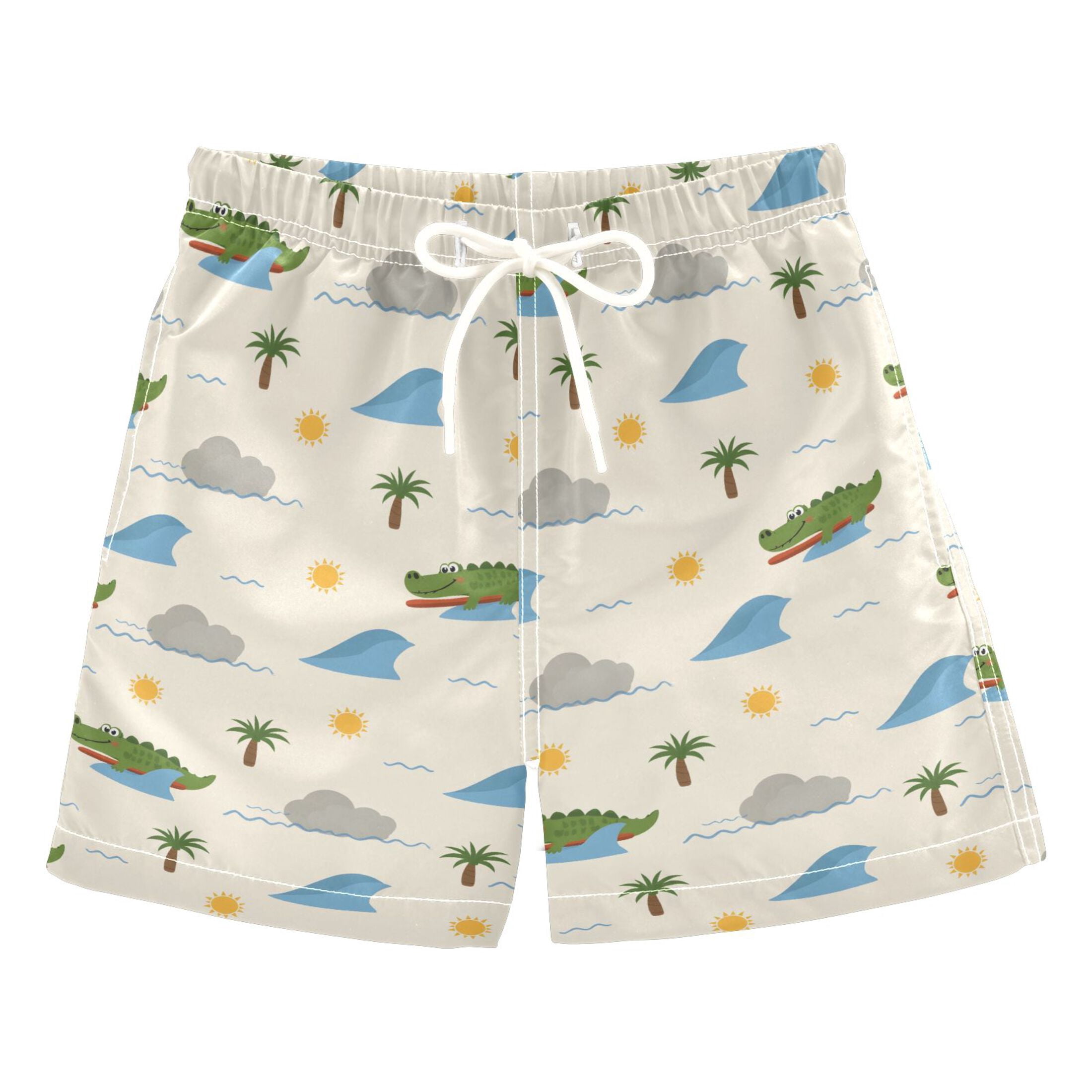 Crocodile Palm Tree Swim Trunks Quick Dry Beach Pool Board Shorts ...