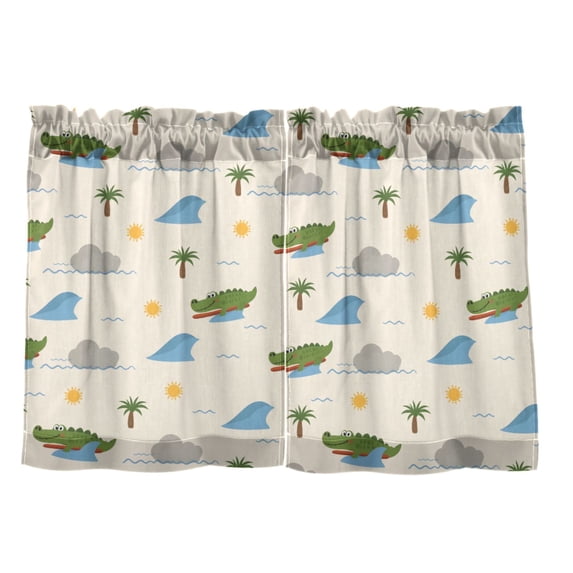 Crocodile Palm Tree Tier Curtain Set of 2 Kitchen Curtains 27x36 Inch ...