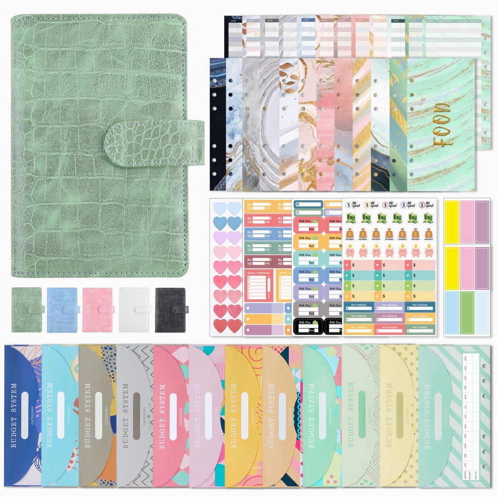 Crocodile Pattern A6 Binder with Colored Envelope Pockets Cash Planner ...
