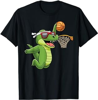 Crocodile Playing Basketball Alligator Basketball Player T-Shirt ...
