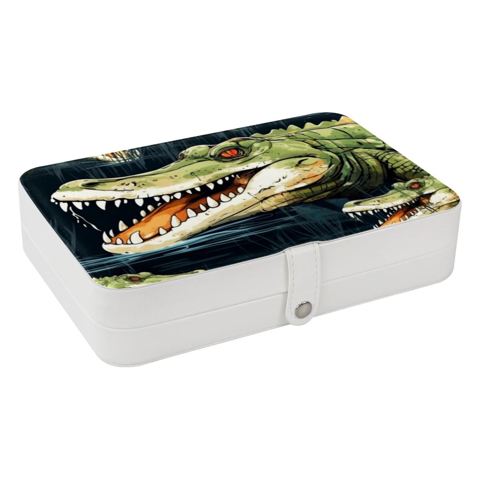Crocodile Portable PU Leather Organizer Box with Removable Compartment ...