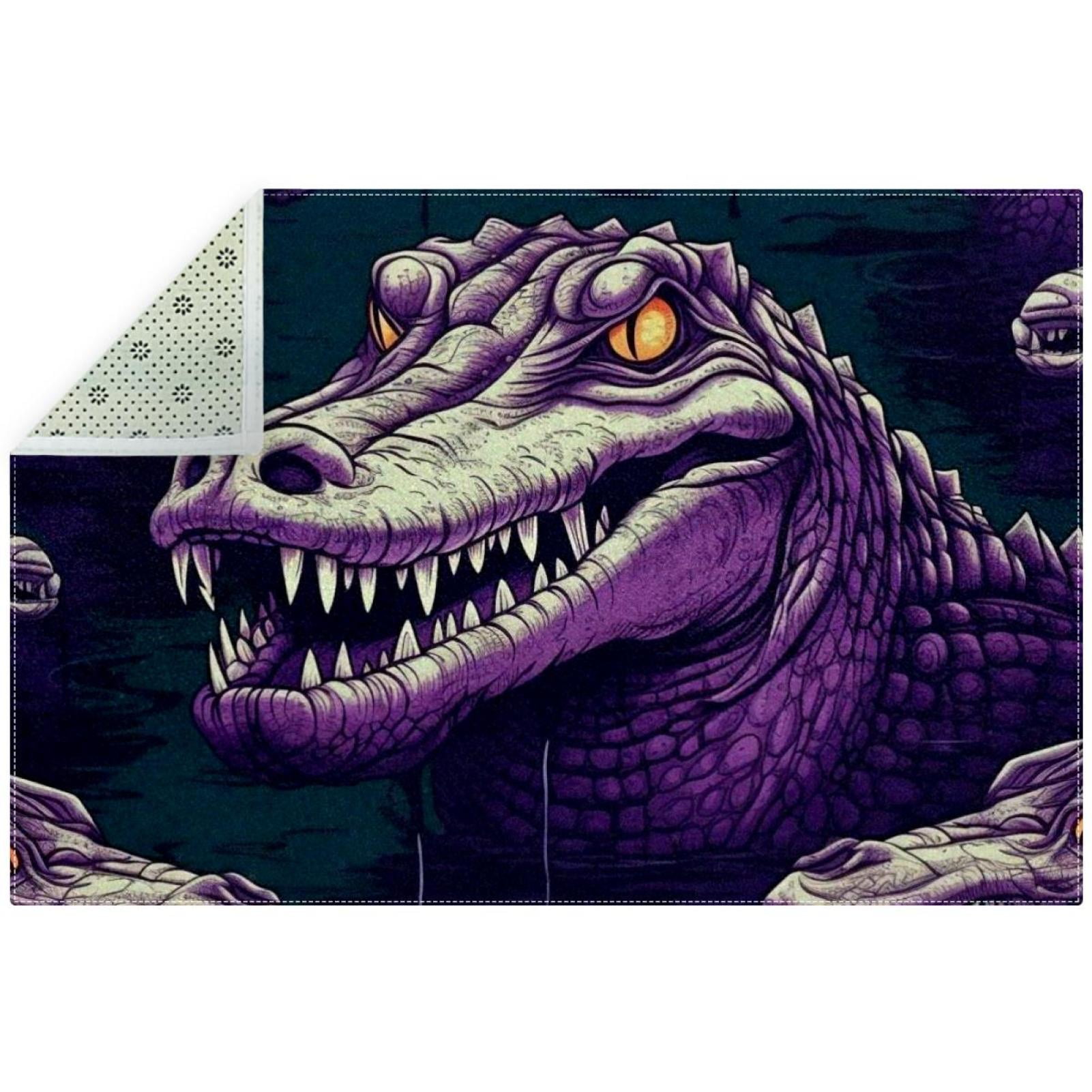 Crocodile Rectangular Polyester Office Rug for Home and Commercial Use ...