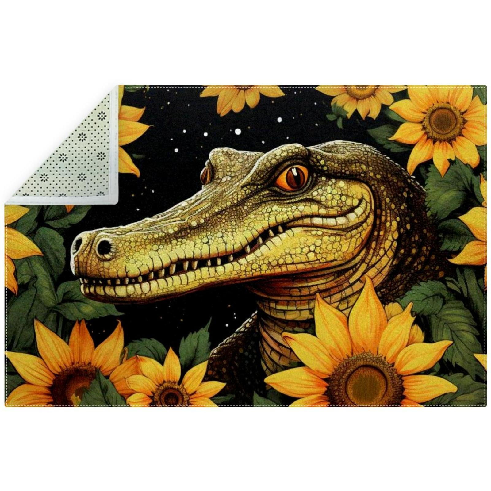 Crocodile Rectangular Polyester Office Rug for Home and Commercial Use ...