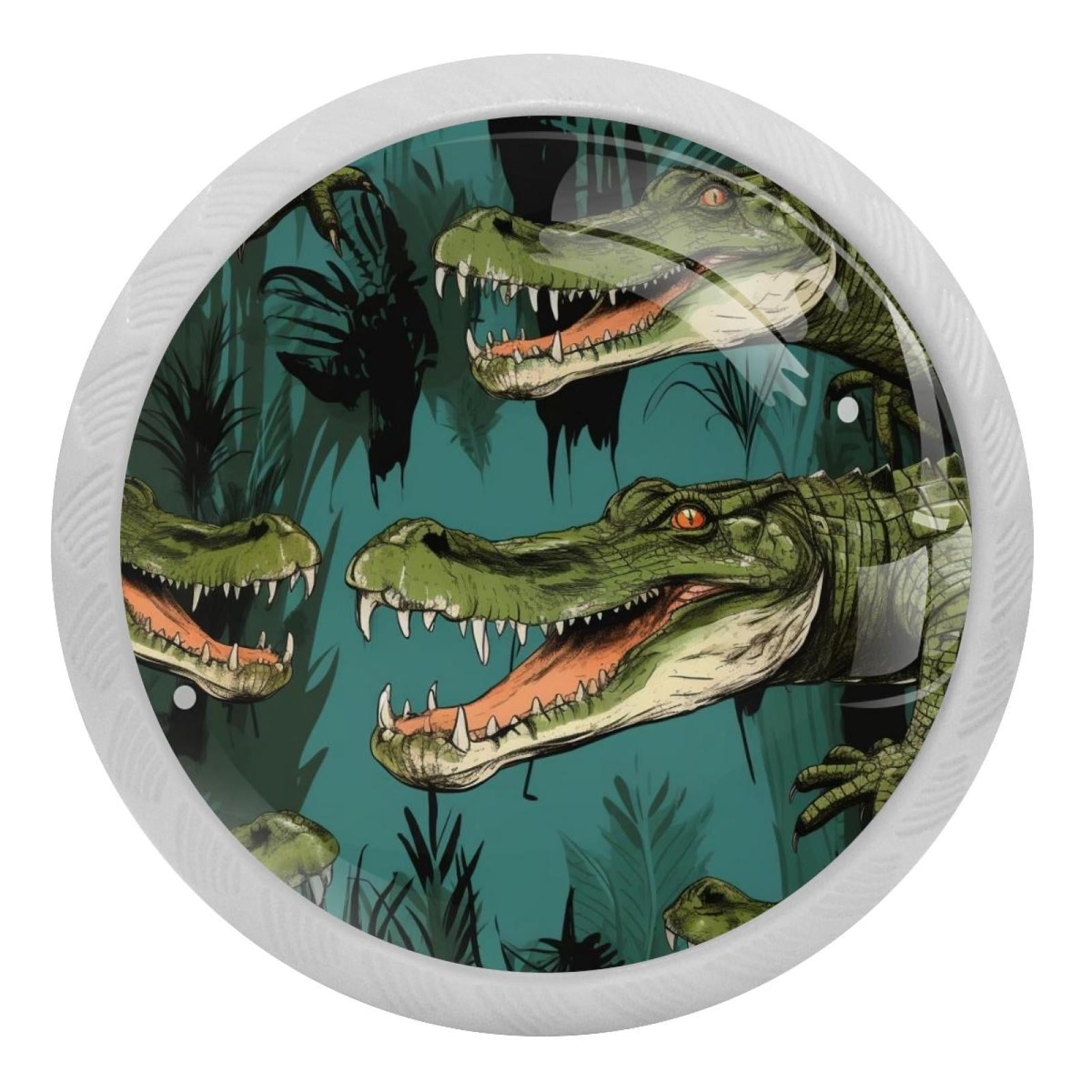 Crocodile Round Glow-in-the-Dark Cabinet Knobs with Screws - 4 Pack | Fluorescent Drawer Pulls ...