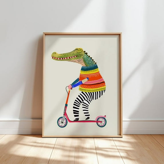 Crocodile Scooter Poster: Playful Nursery Wall Art, Room Decor ...