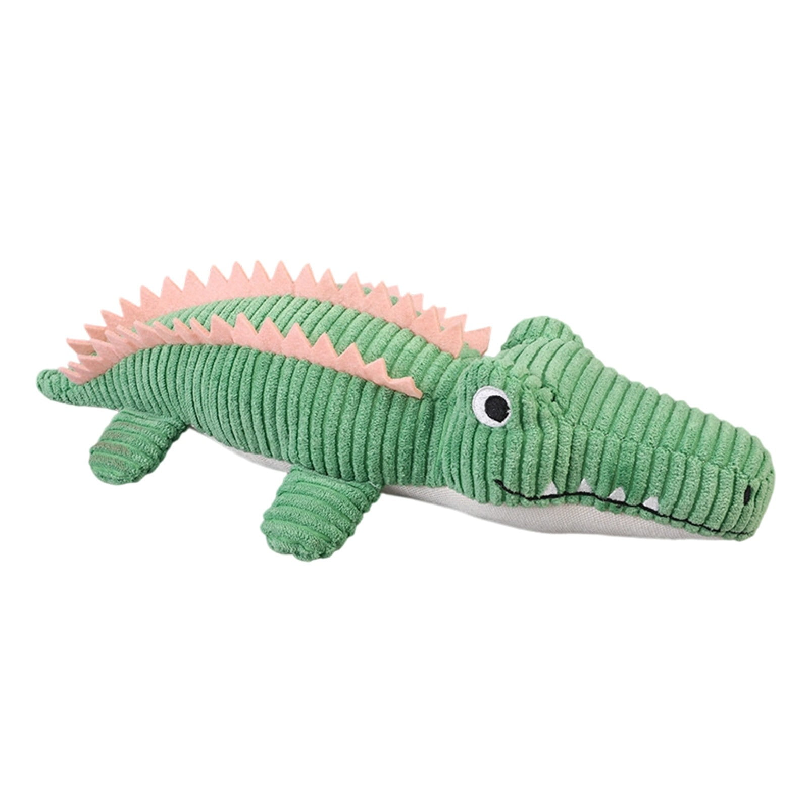Crocodile Shaped Plush Dog Toy with Squeaker, Striped Interactive Chew ...