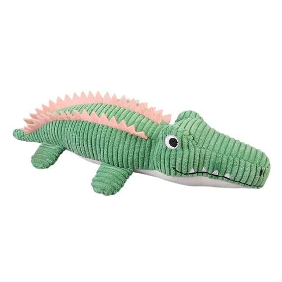 Crocodile Shaped Plush Dog Toy with Squeaker, Striped Interactive Chew ...