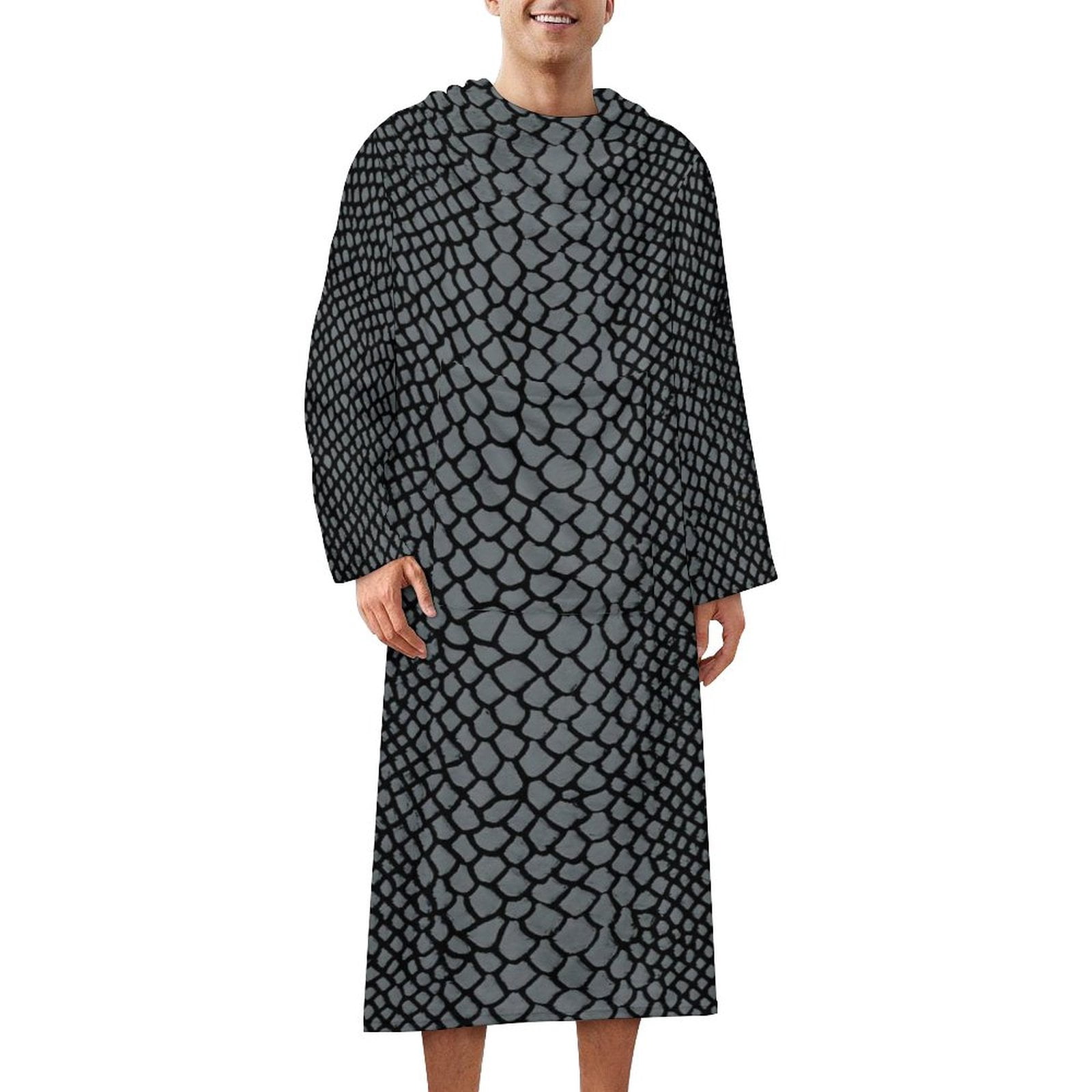 Crocodile Silver Bathrobe Plush Bathrobe Cozy Unisex Winter Bathrobe ...