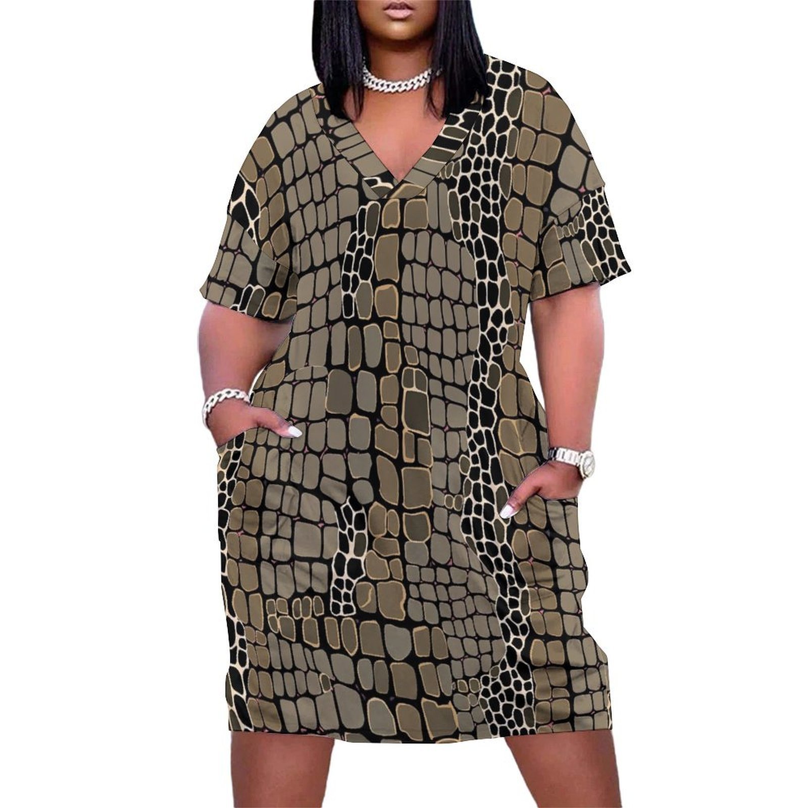 Crocodile Skin Pattern Loose Pocket Dress Clothes Summer Clothes for ...