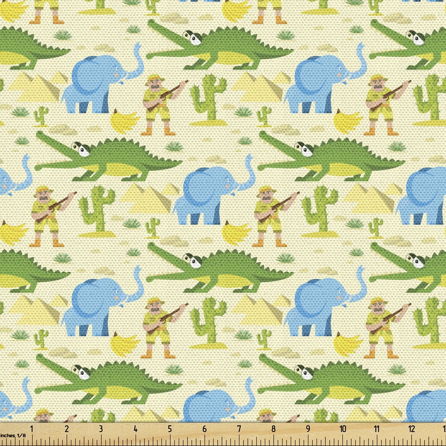 Ambesonne Crocodile Fabric by the Yard Upholstery, Pattern of Wildlife ...