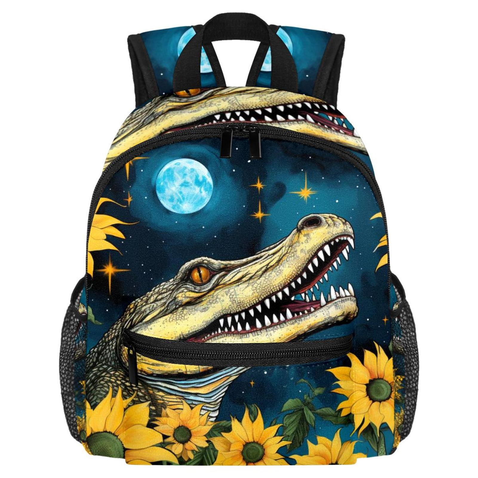 Crocodile Starry Sky Sunflower Cute Book Bag with Adjustable Shoulder ...
