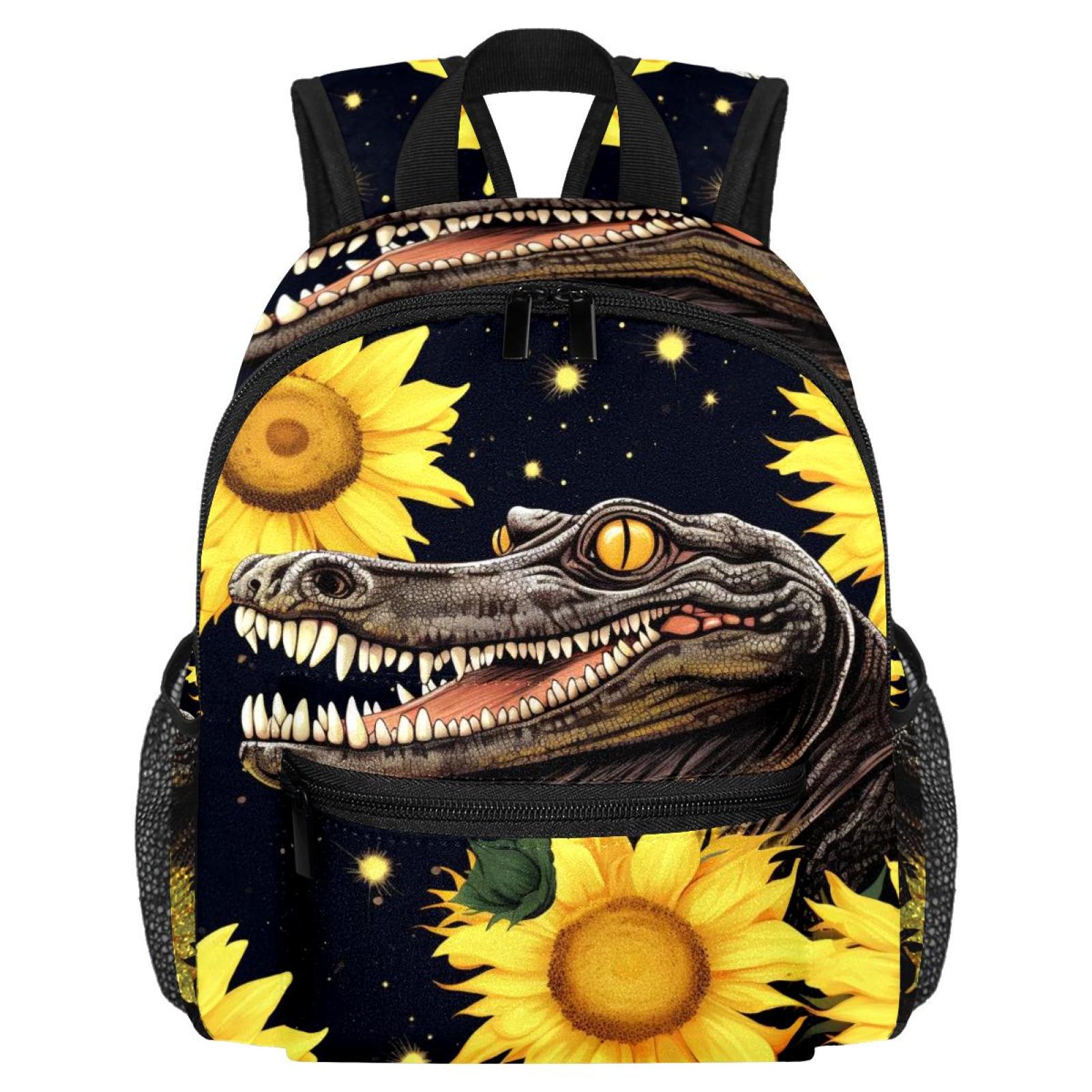 Crocodile Starry Sky Sunflower Cute Book Bag with Adjustable Shoulder ...