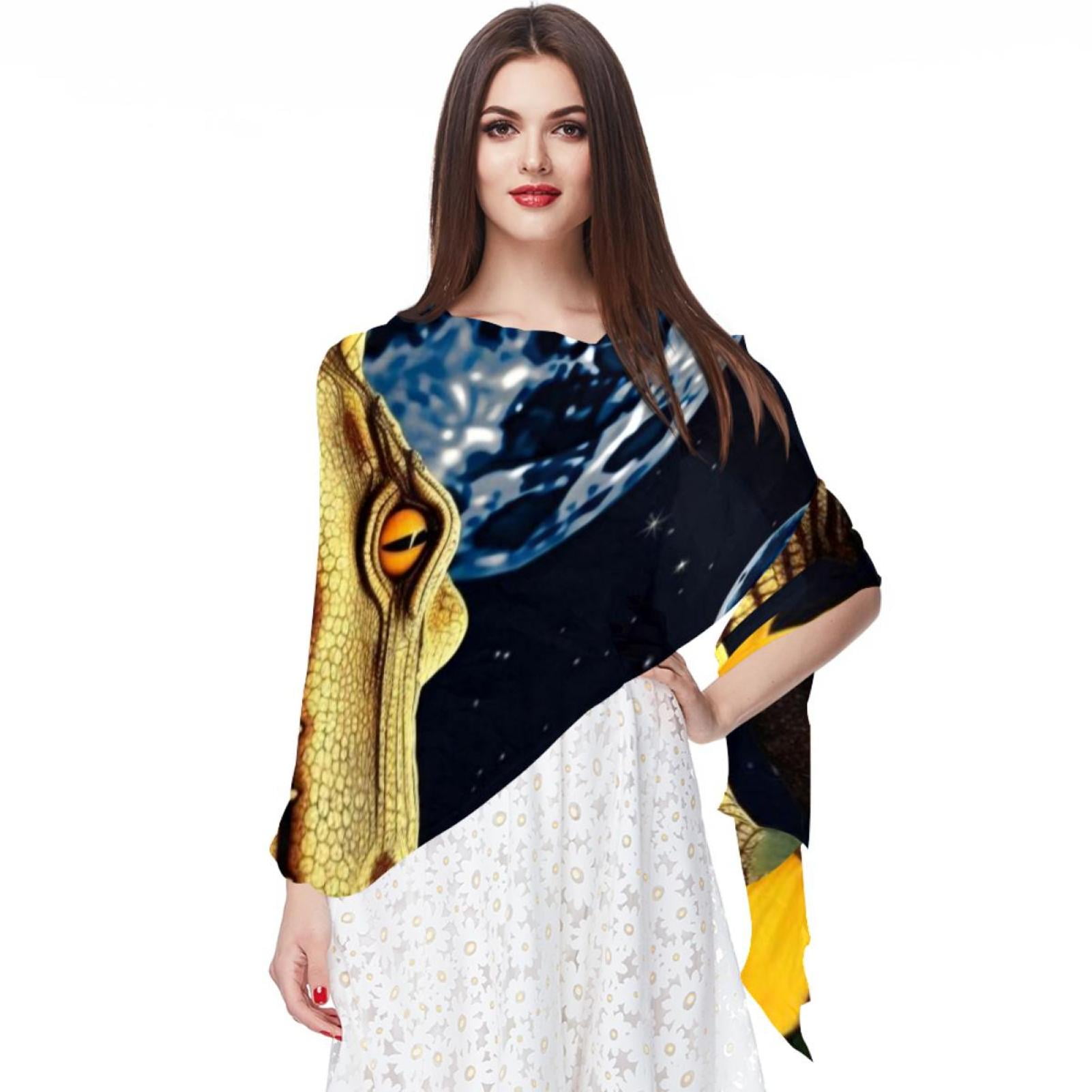 Crocodile Starry Sky Sunflower Translucent Chiffon Yarn Silk Scarf ...