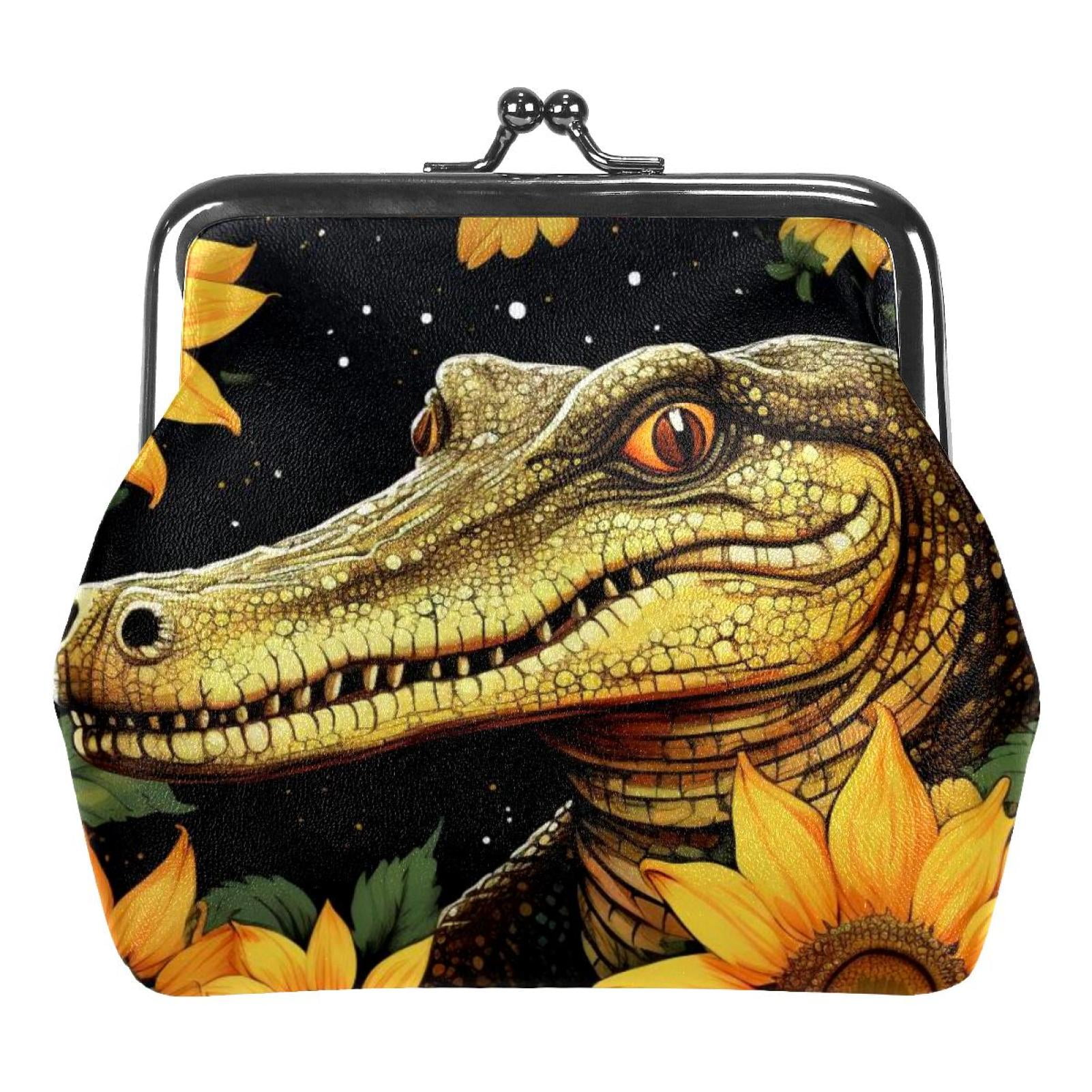 Crocodile Starry Sunflower Coin Purse Vintage Pouch Kiss-lock Change ...