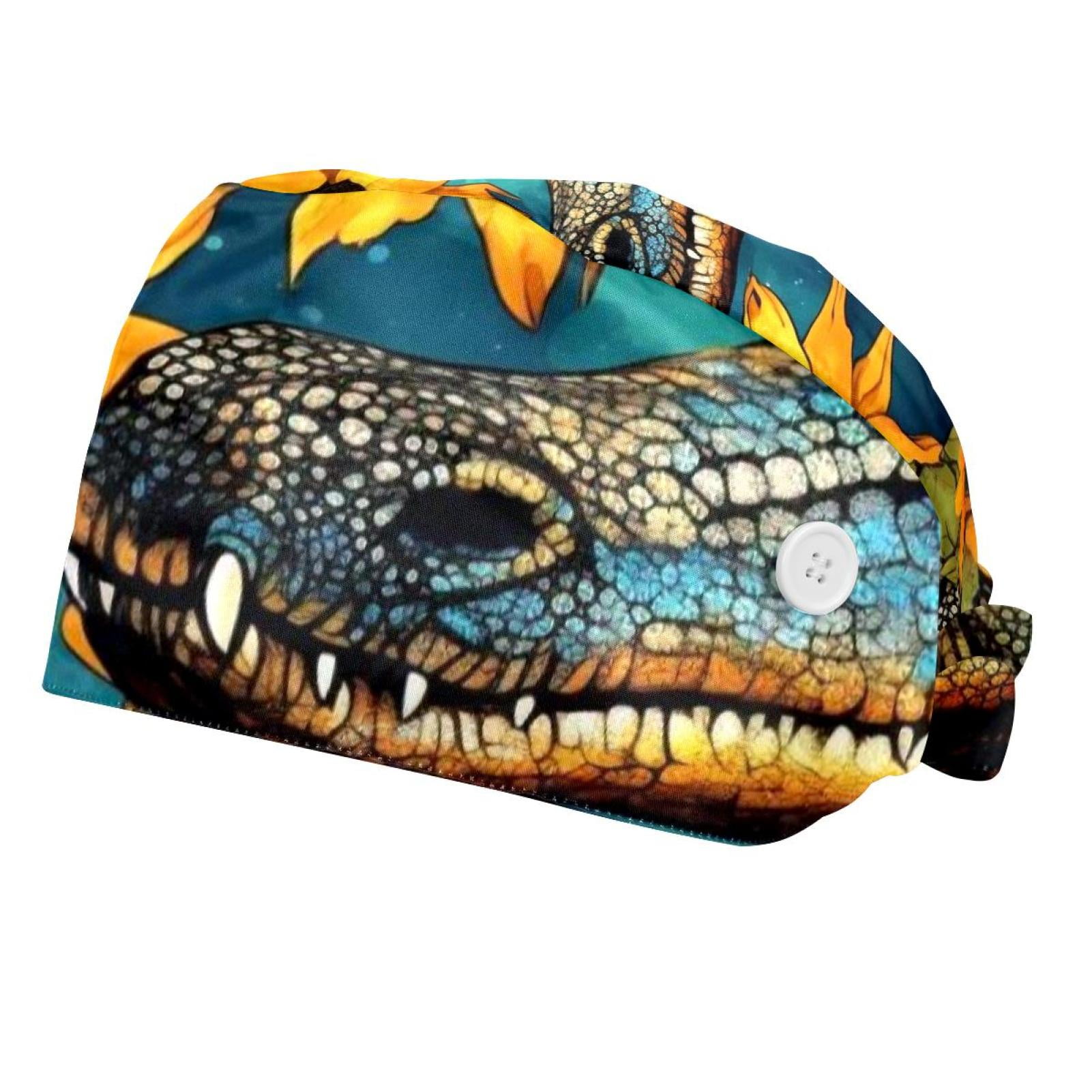Crocodile Starry Sunflower Hat Bouffant Cap Working Hat One Size Multi ...