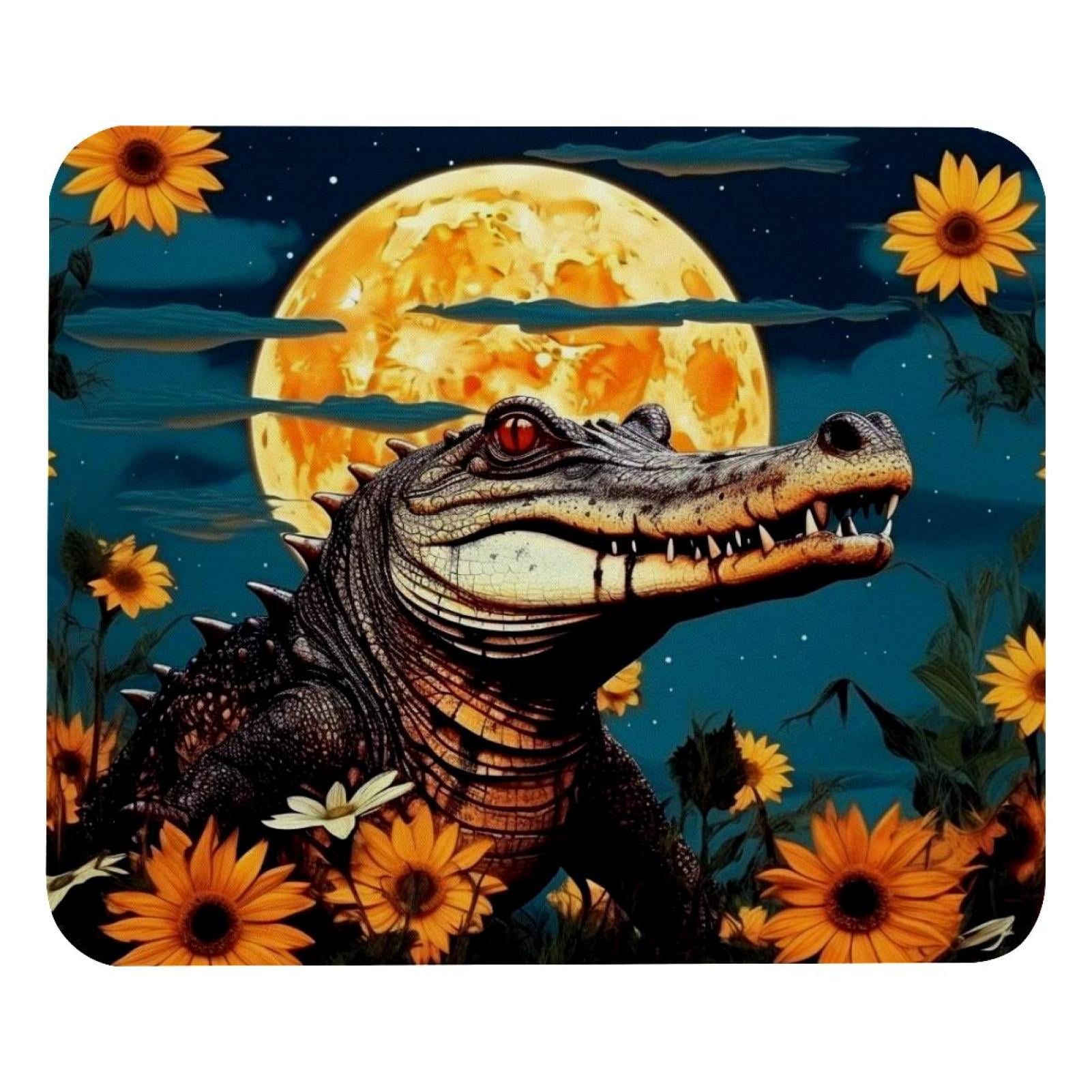 Crocodile Starry Sunflower Mouse Pad, Cloth with Rubberized Base ...