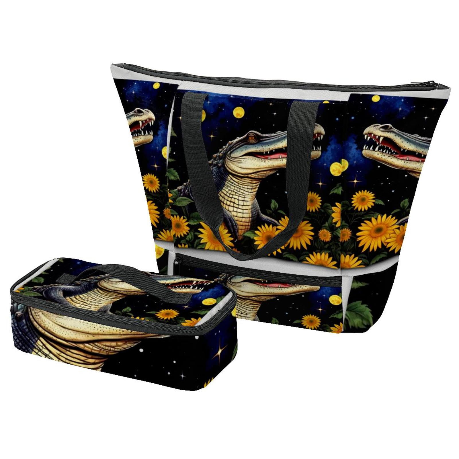 Crocodile Starry Sunflower Travel Duffel Bag Sports Tote Gym Bags Shoulder Weekender Overnight ...