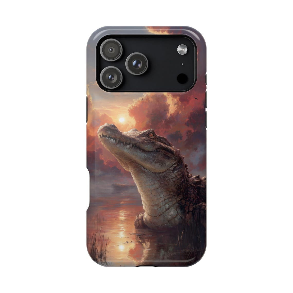 Crocodile Swamp Sunset Wilderness Scenic Watercolor Art Phone Case with ...