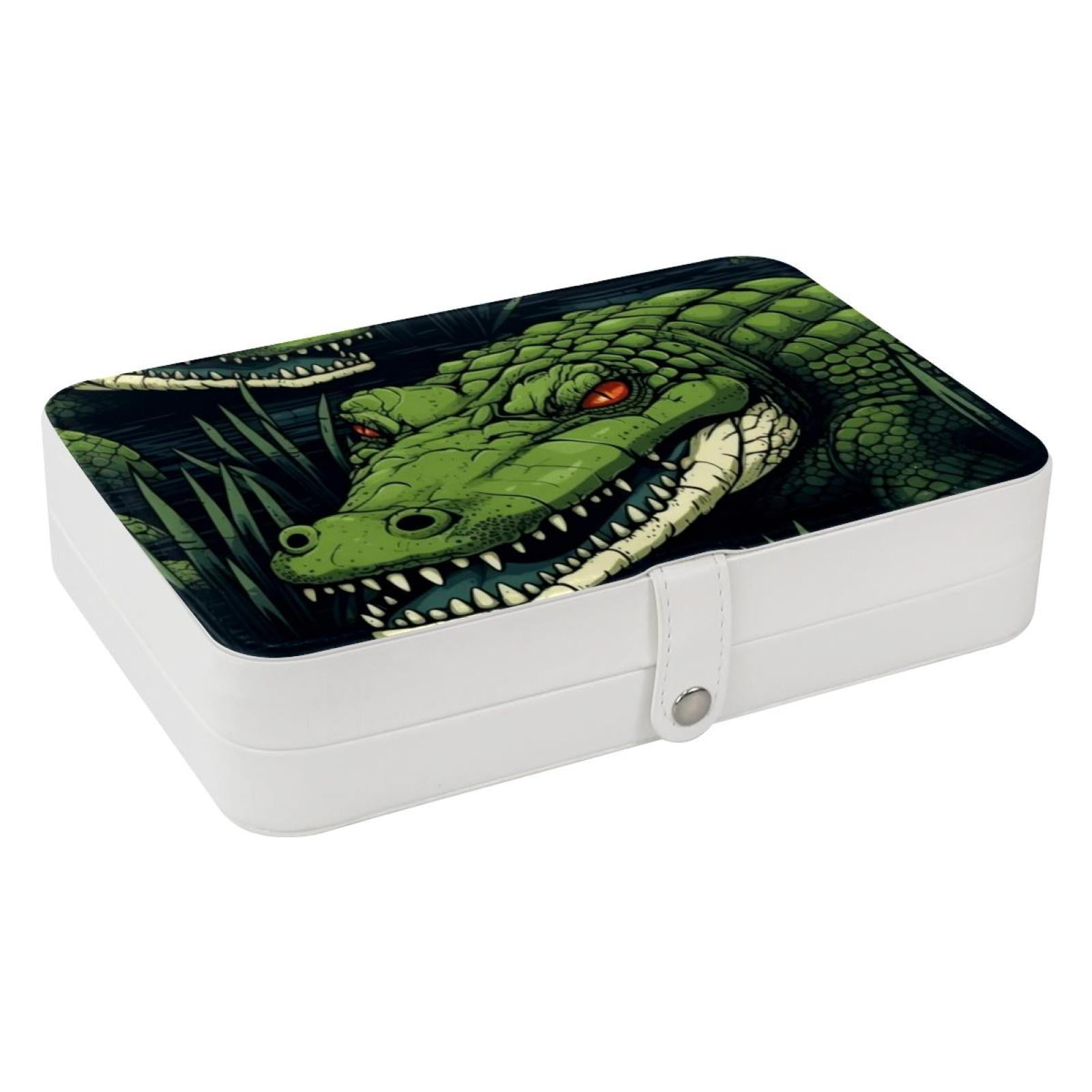 Crocodile Travel Organizer Decorative Box Earring Holder PU Leather ...