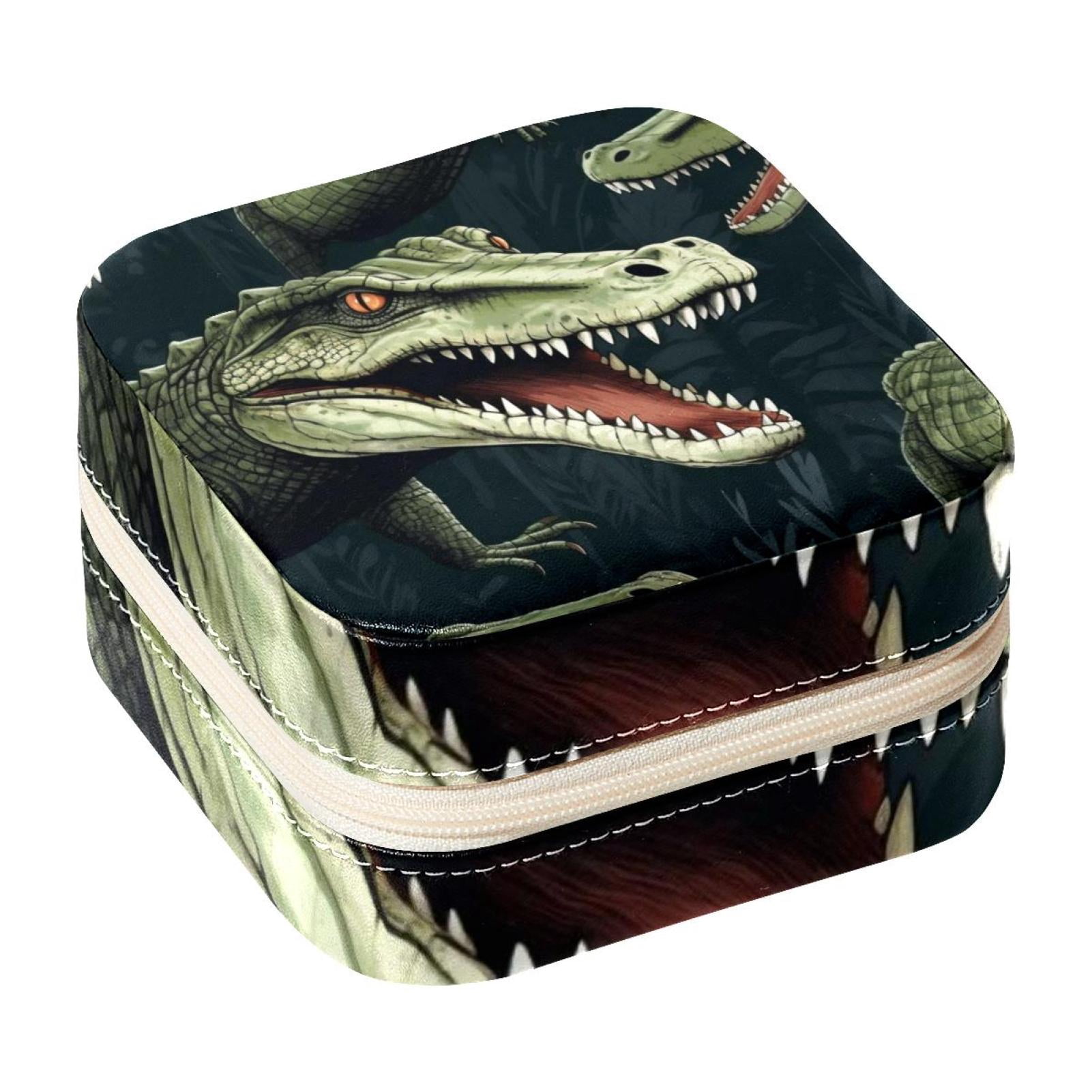 Crocodile Travel Portable Square Jewelry Box Organizer for Girls and ...