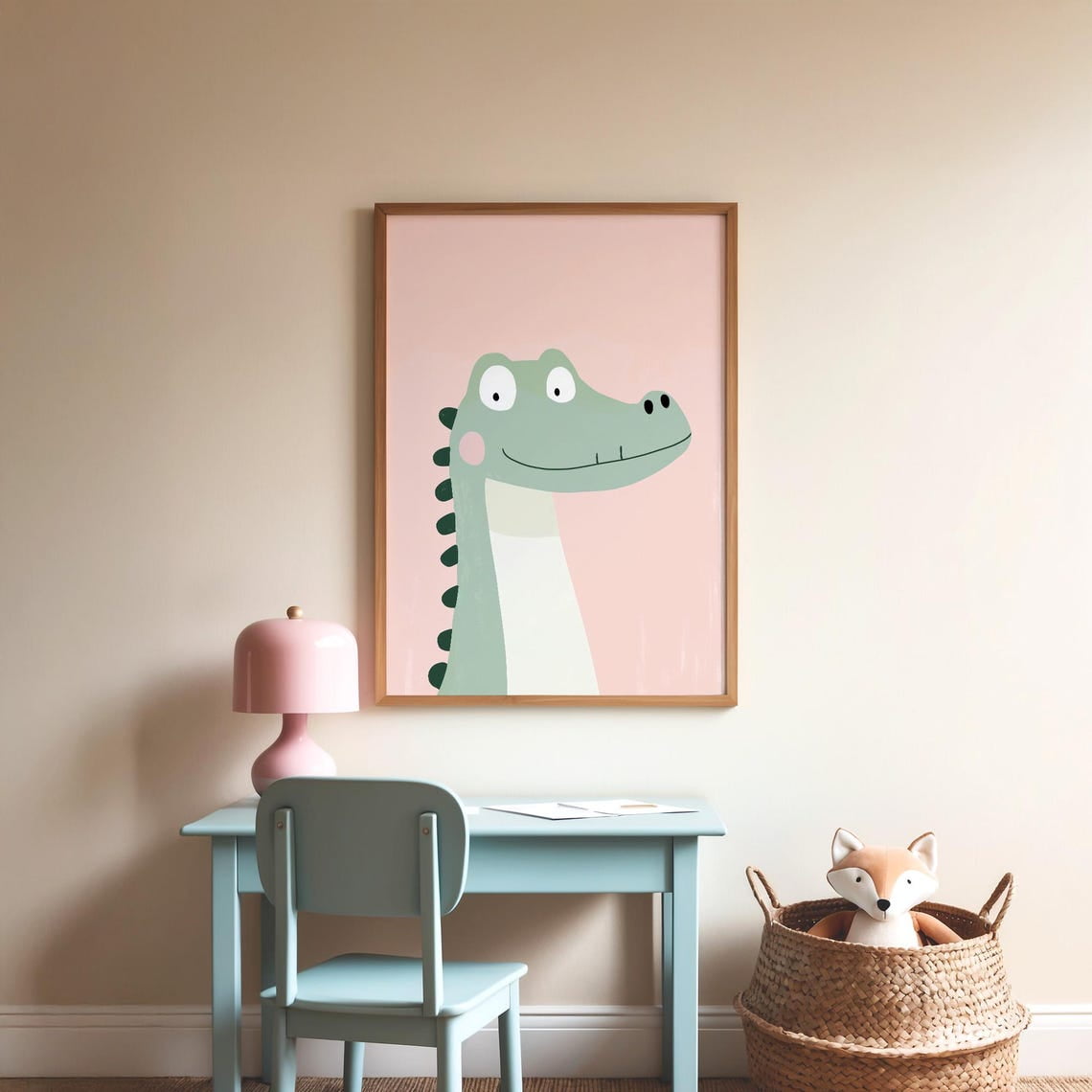 Crocodile Wall Art Print For Kids Room, Fun Animal Art, Playful Baby ...