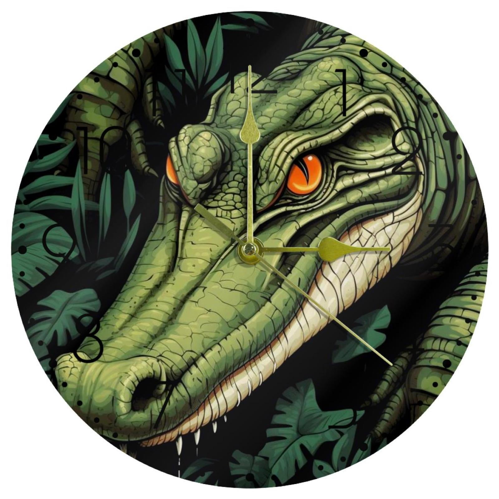 Crocodile Wall Clock, 10-Inch Silent Non Ticking Quartz Battery ...