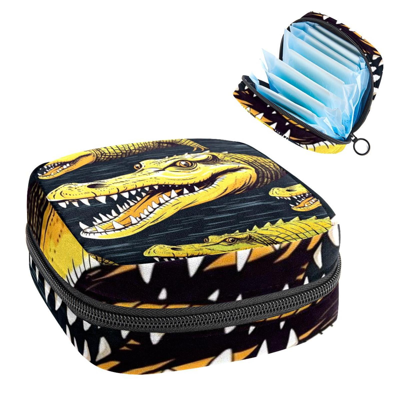 Crocodile Women's Period Storage Bag with Velvet Fabric, Sponge Padding ...