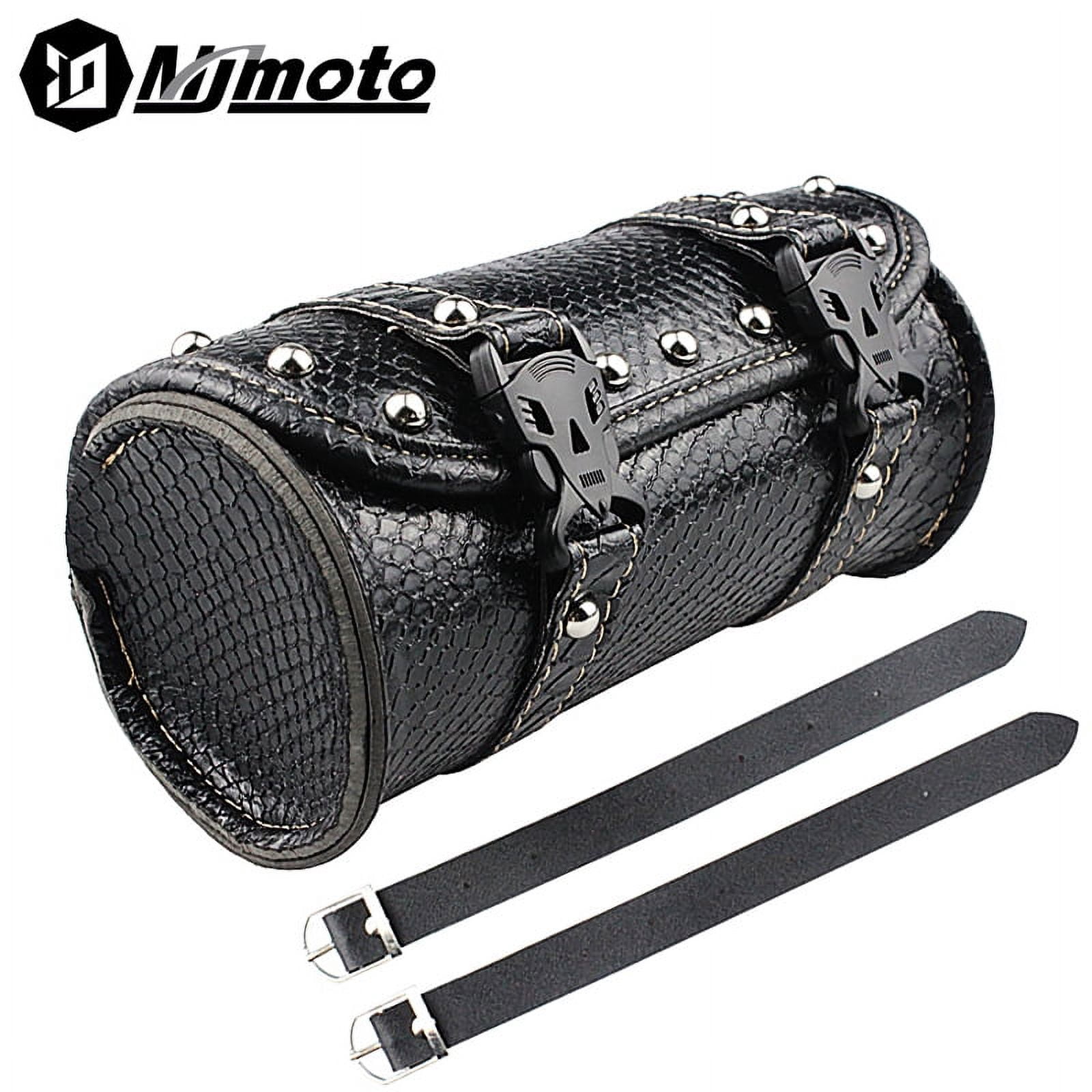 Crocodile pattern retro motorcycle cruiser tool bag fork barrel shape ...