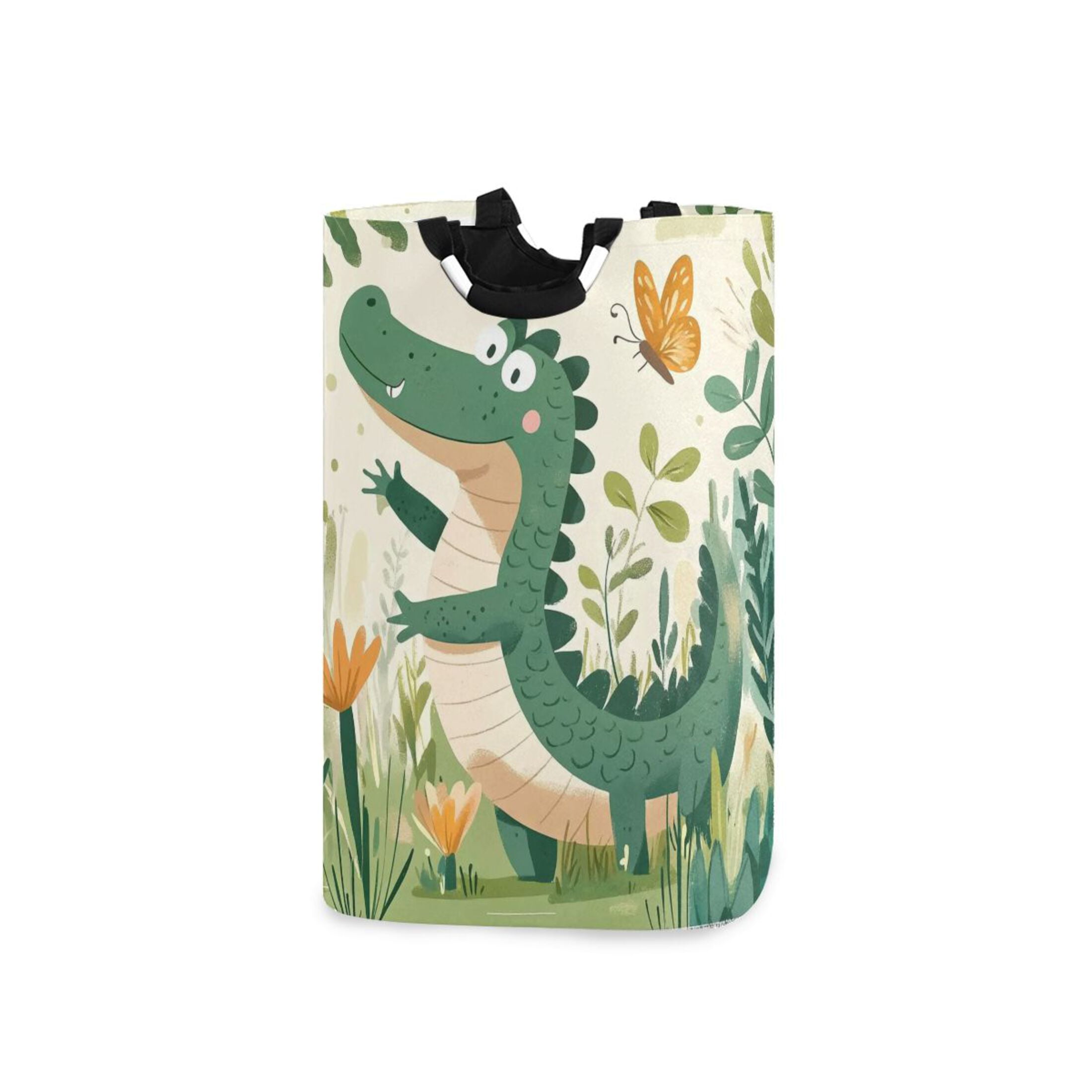 Crocodile with Butterflies Laundry Basket with Handles 50L Collapsible ...