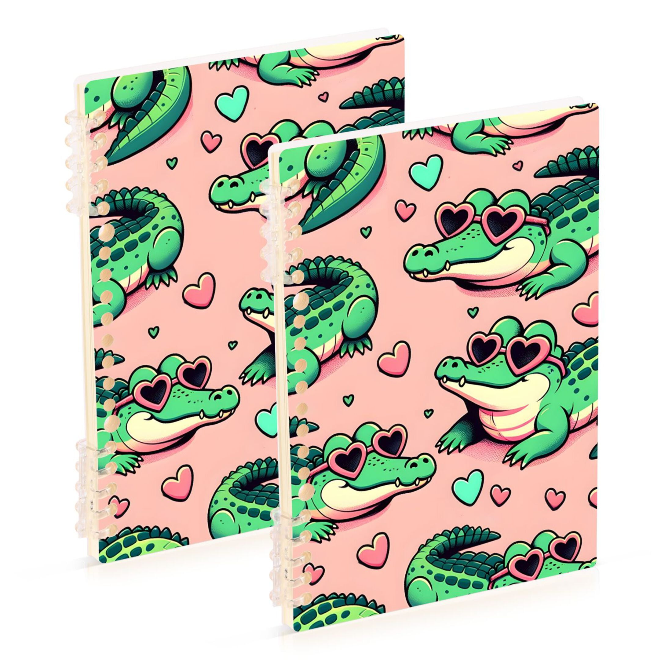Crocodiles with Heart Glasses 2 Pcs Spiral Notebooks 60 Sheets 120 Pages A5 Journal Notepad 8 ...
