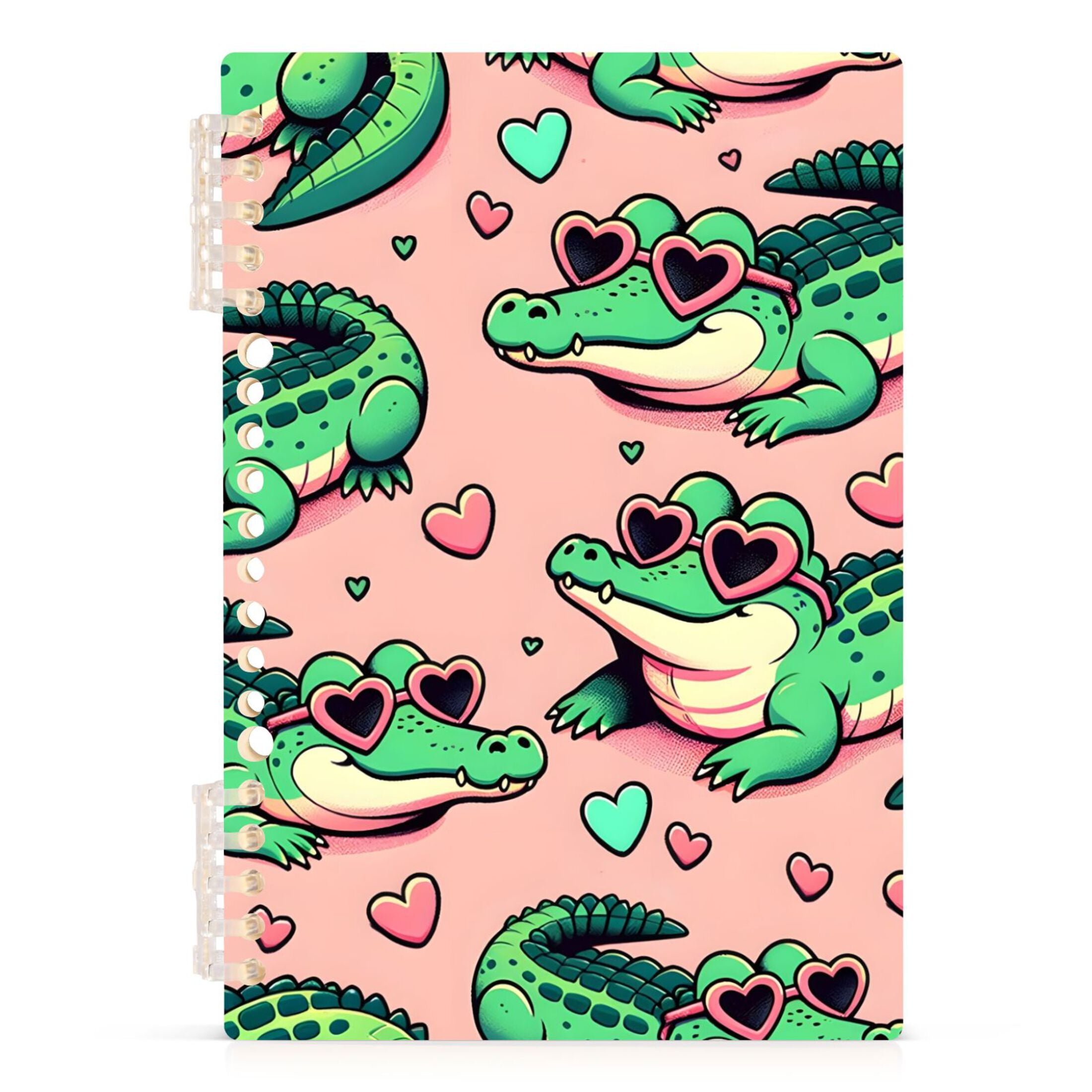 Crocodiles with Heart Glasses Spiral Notebooks 60 Sheets 120 Pages A5 Journal Notepad 8.3x5.7 ...