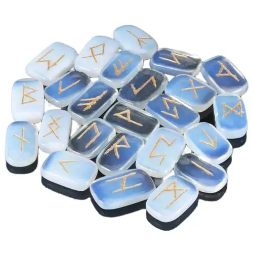 Crocon Opalite Rectangle Shape Gemstone Runes with Elder Futhark ...