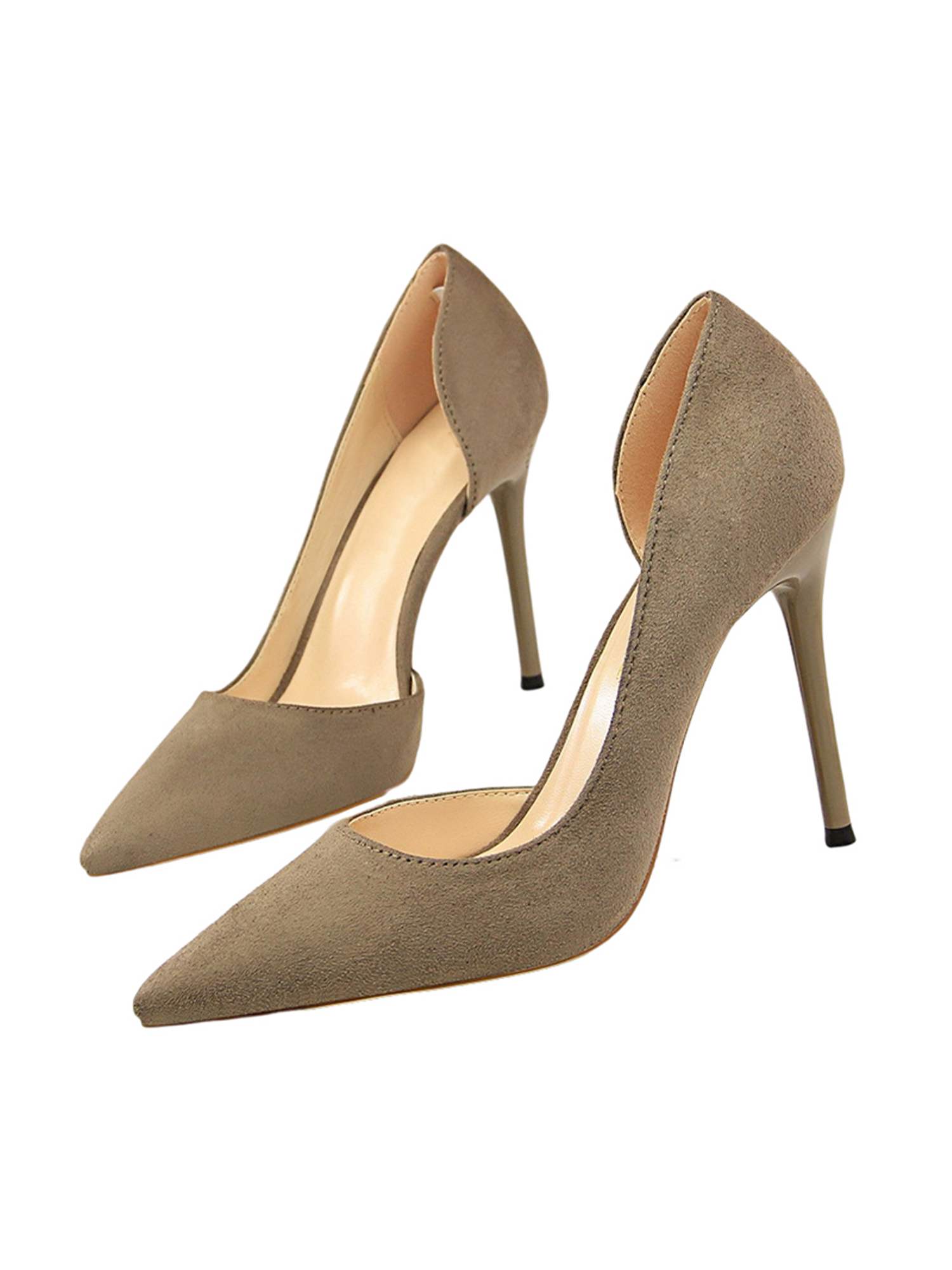Crocowalk Ladies D'Orsay Pumps Slip On High Heels Faux Suede Stilettos ...