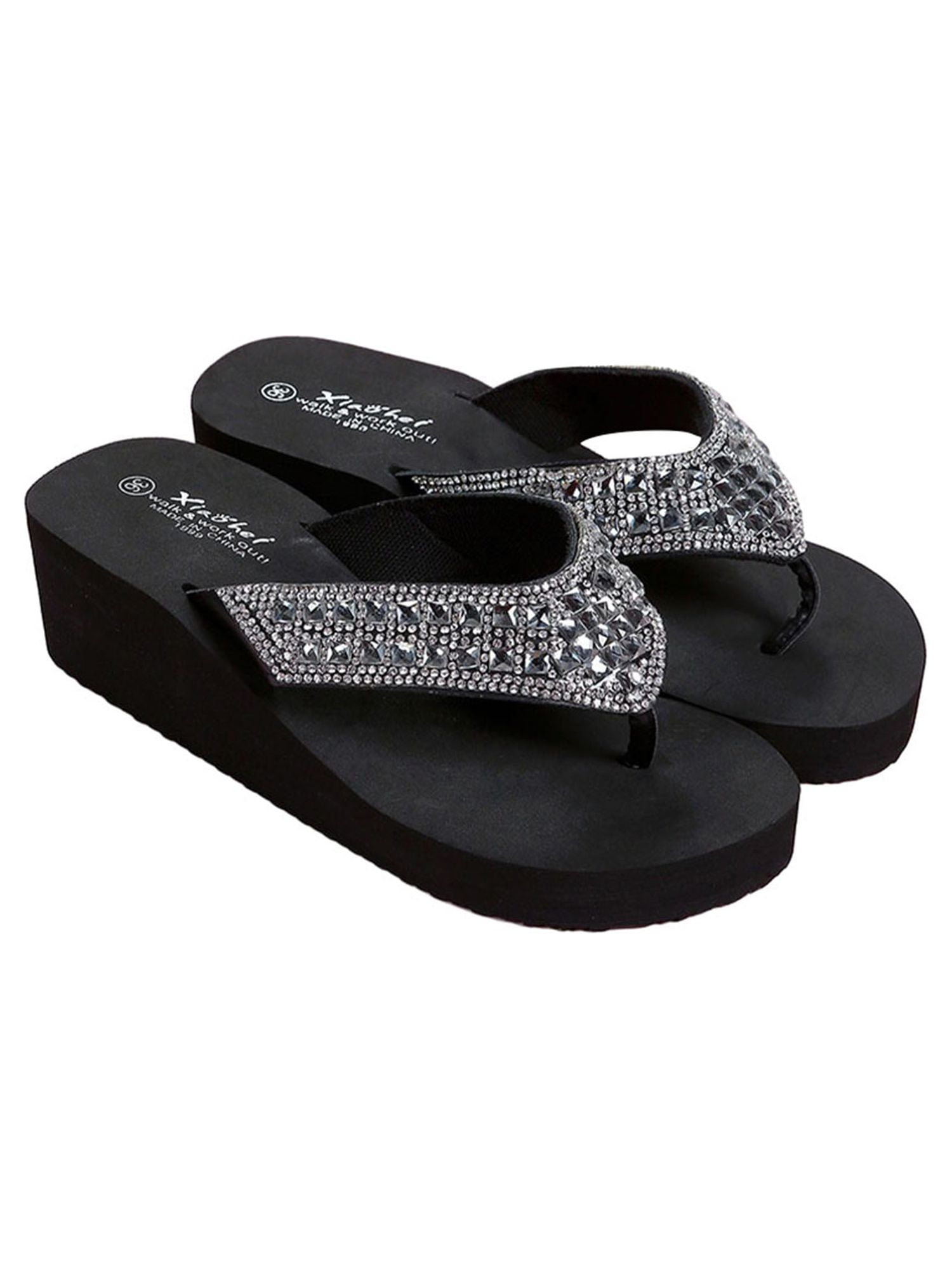 Crocowalk Wedding Flip Flops With Bling for Women Comfortable Walking ...