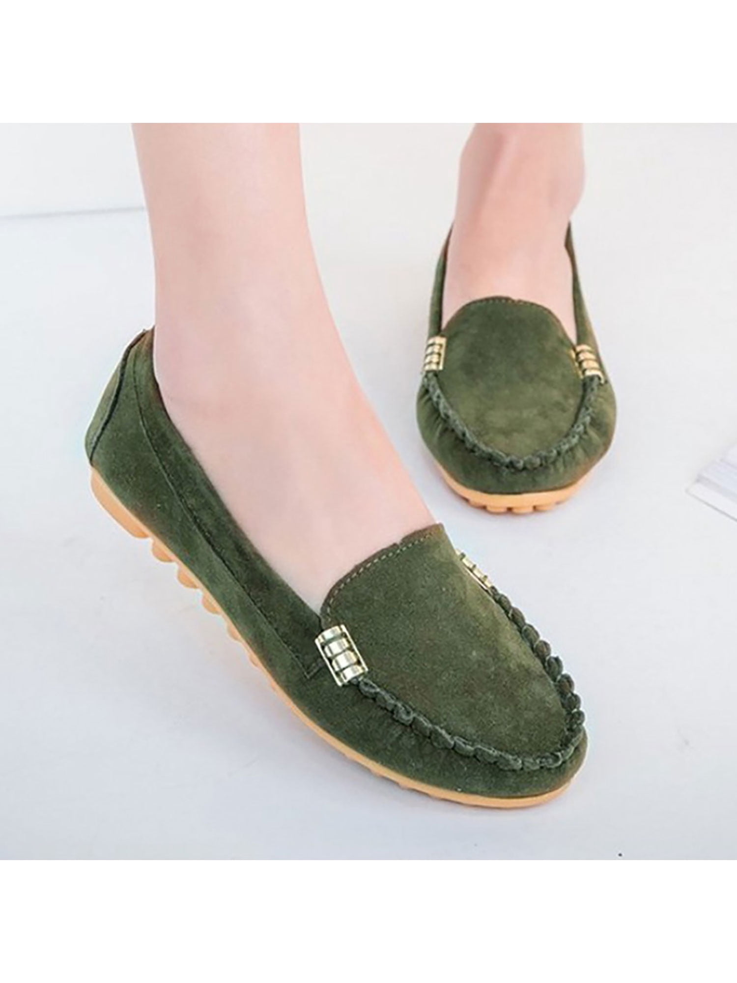 Crocowalk Women Flats Flat Loafers Hand-Stitching Boat Shoe Ladies ...