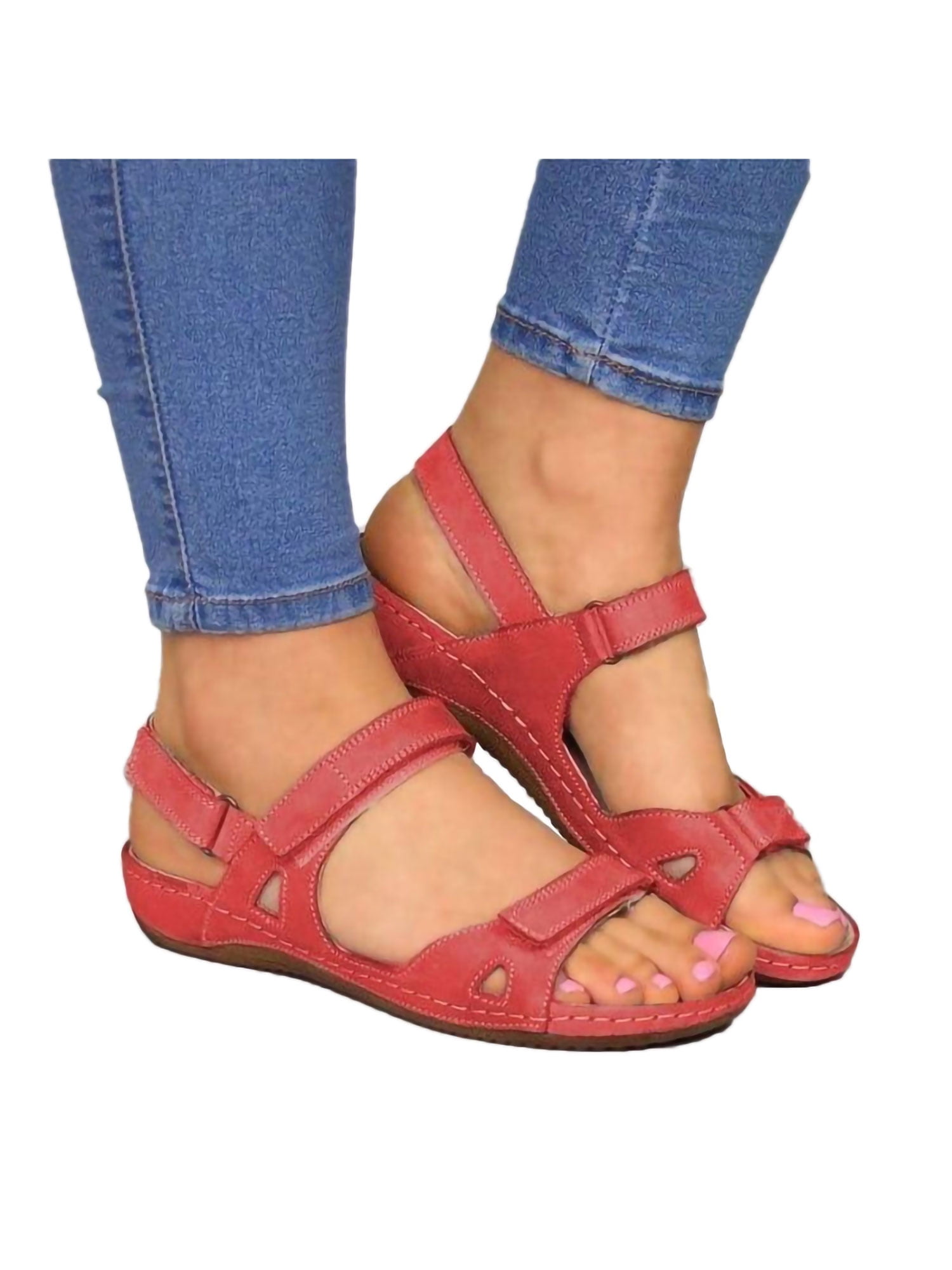 Crocowalk Women Summer Ankle Strap Sandals Ladies Flat Casual Shoes ...