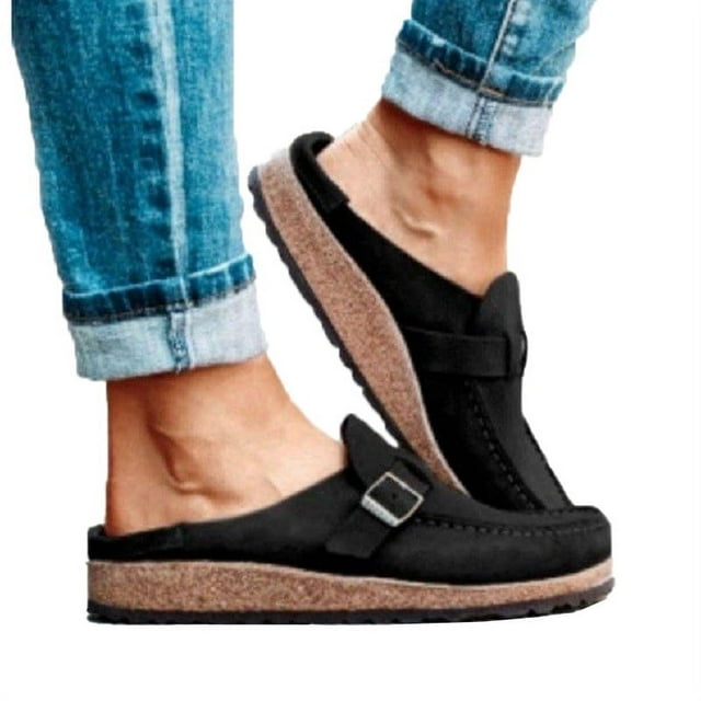 Crocowalk Women's Slider Buckle Sandals Clogs Slip on Flat Shoes Summer ...