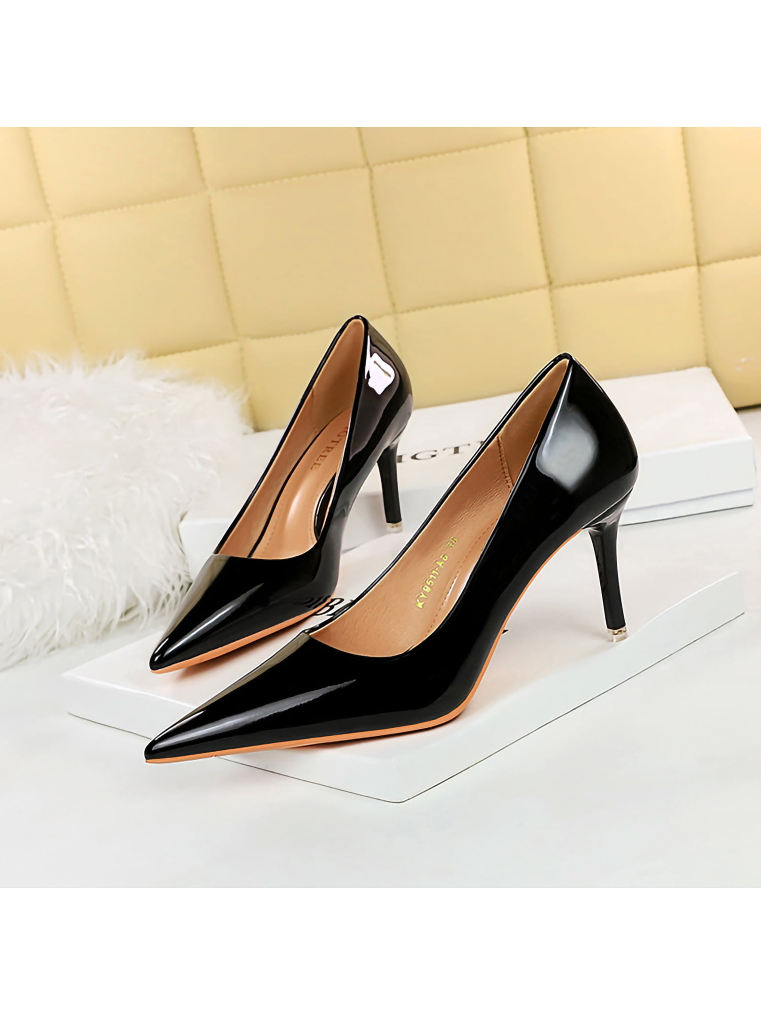 Crocowalk Womens Anti-Slip Stiletto Pumps Formal Lightweight Pointed ...