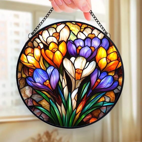 Crocus Flower Sun Catcher Stained Glass Window Hanging Plant Lover ...