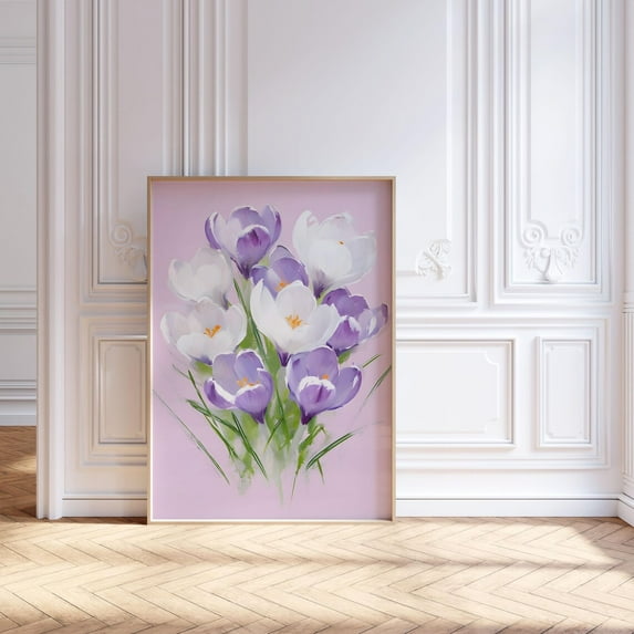 Crocus Wall Art , Spring Flower, Pastel Floral Wall Art, Girly Preppy ...