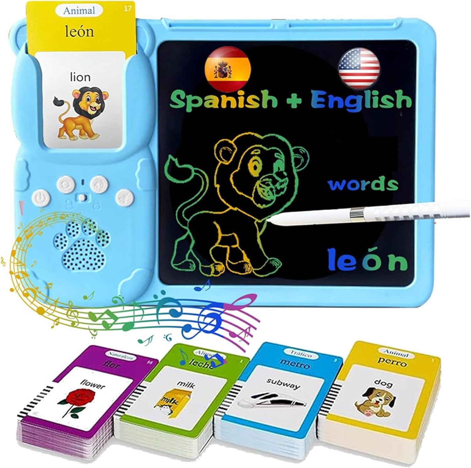 Croeve Talking Tablet,English and Spanish Talking Flash Cards, Croeve's ...