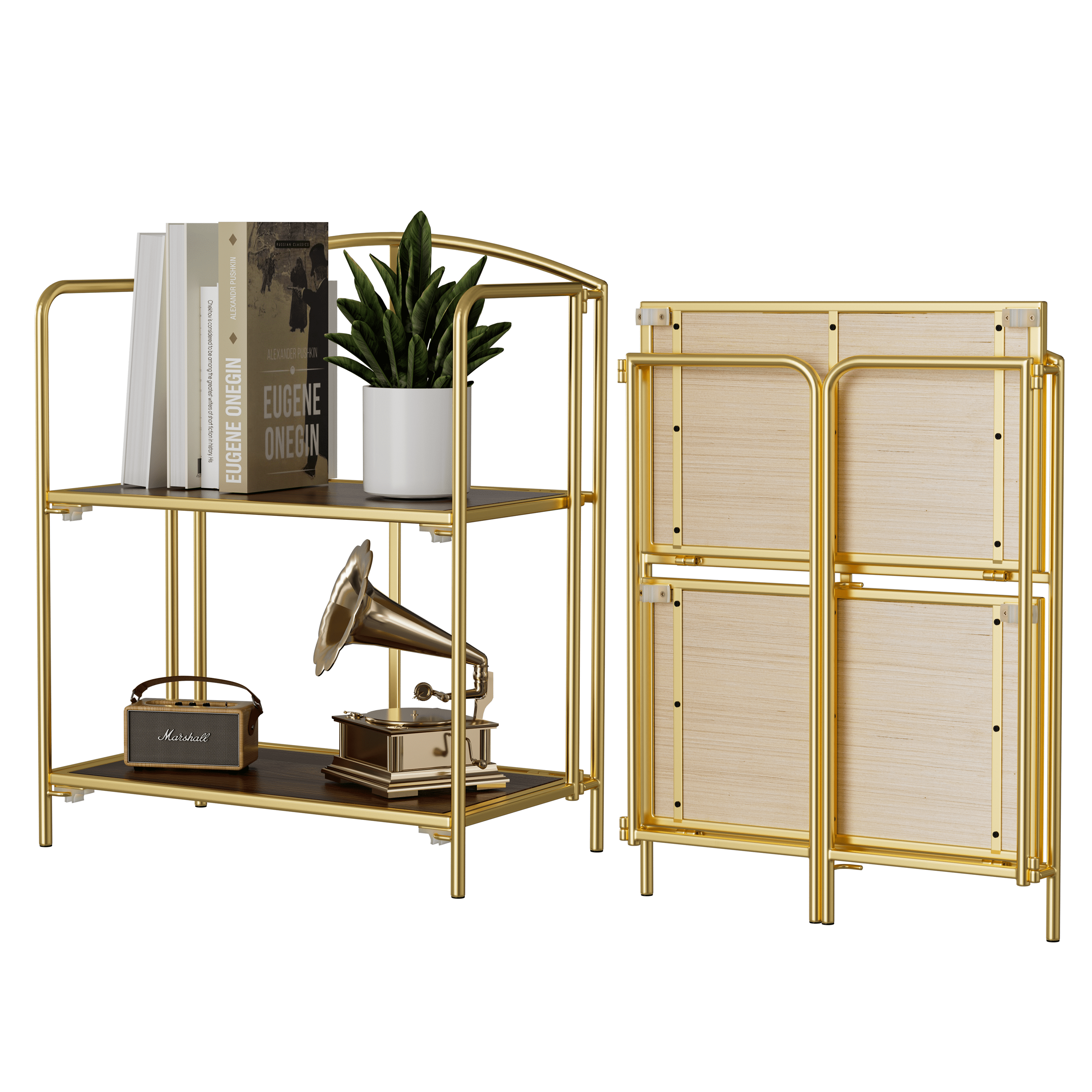 Crofy 2-Tier Collapsible Bookshelf for Living Room, 1 Pack - Walmart.com