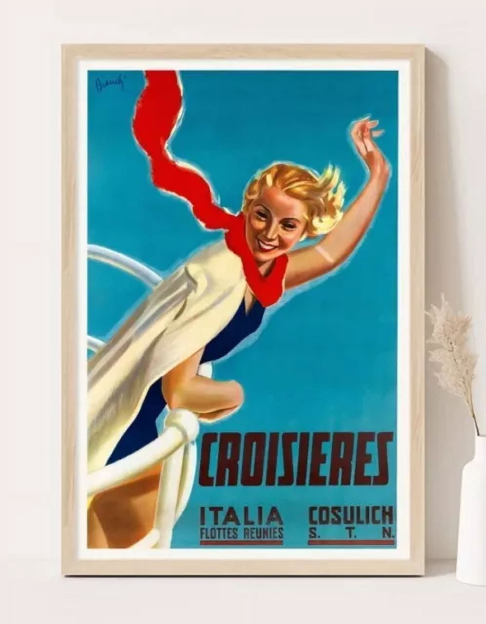 Croisieres, Italy Vintage Poster, Extra Large Wall Art, Italy Travel ...