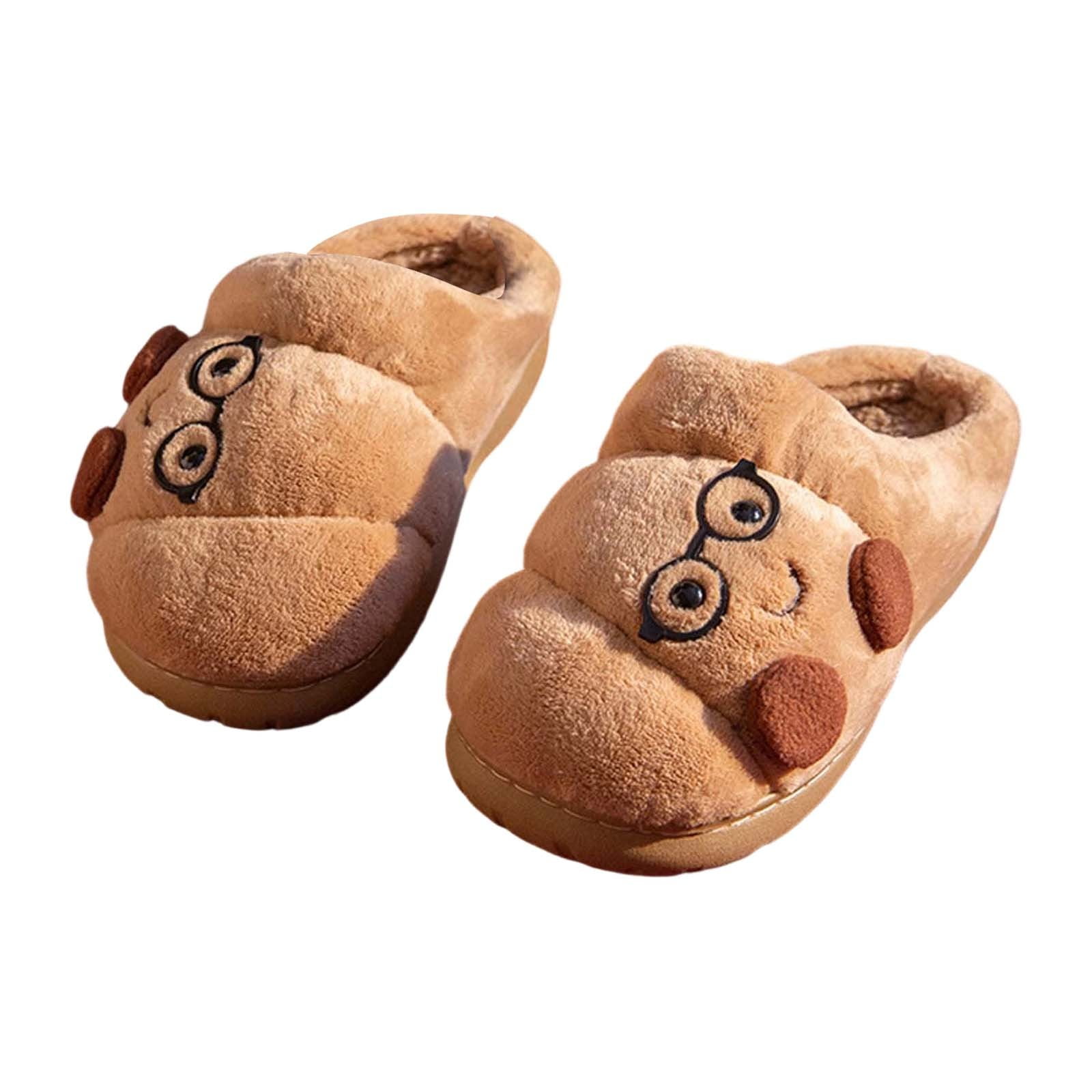 Croissant Fuzzy Slippers Cute 3D Food Cartoon Design Cozy Indoor ...