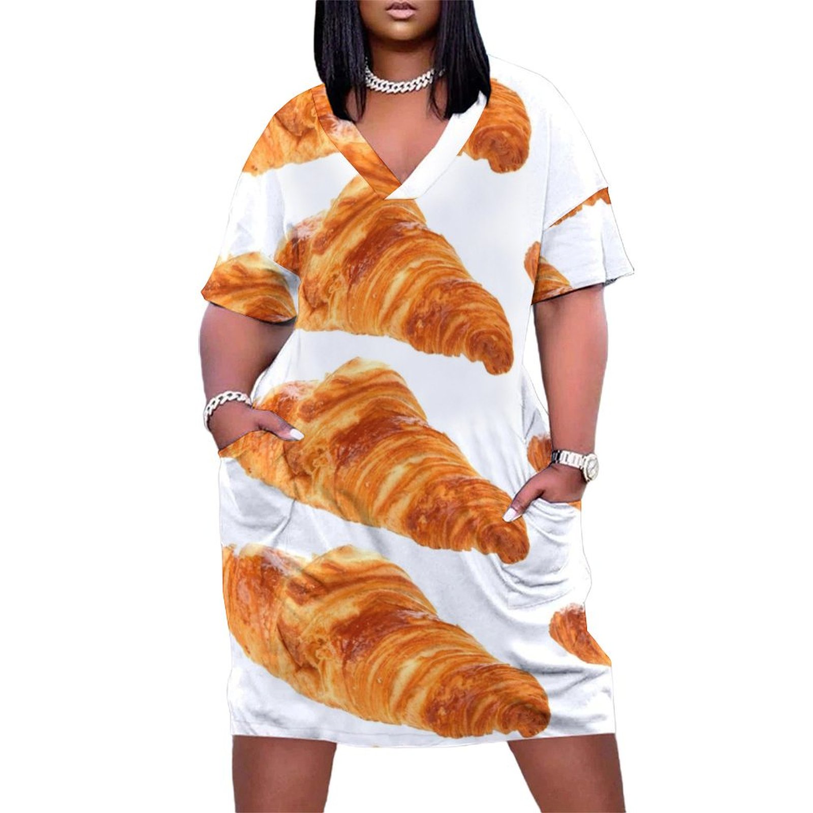 Croissant Loose Pocket Dress dresses for prom Women"s evening dress ...