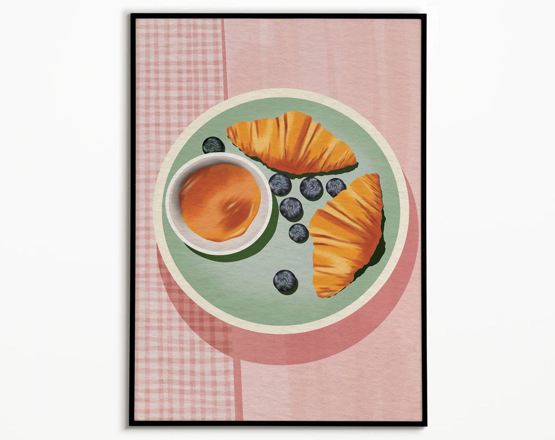 Croissant Poster, Food Print, Food Art, Trendy Kitchen Croissant Poster ...