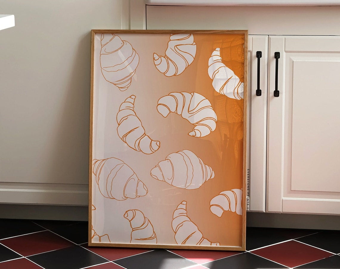 Croissant Poster, Food Print, French Croissant Poster, Bakery Art ...