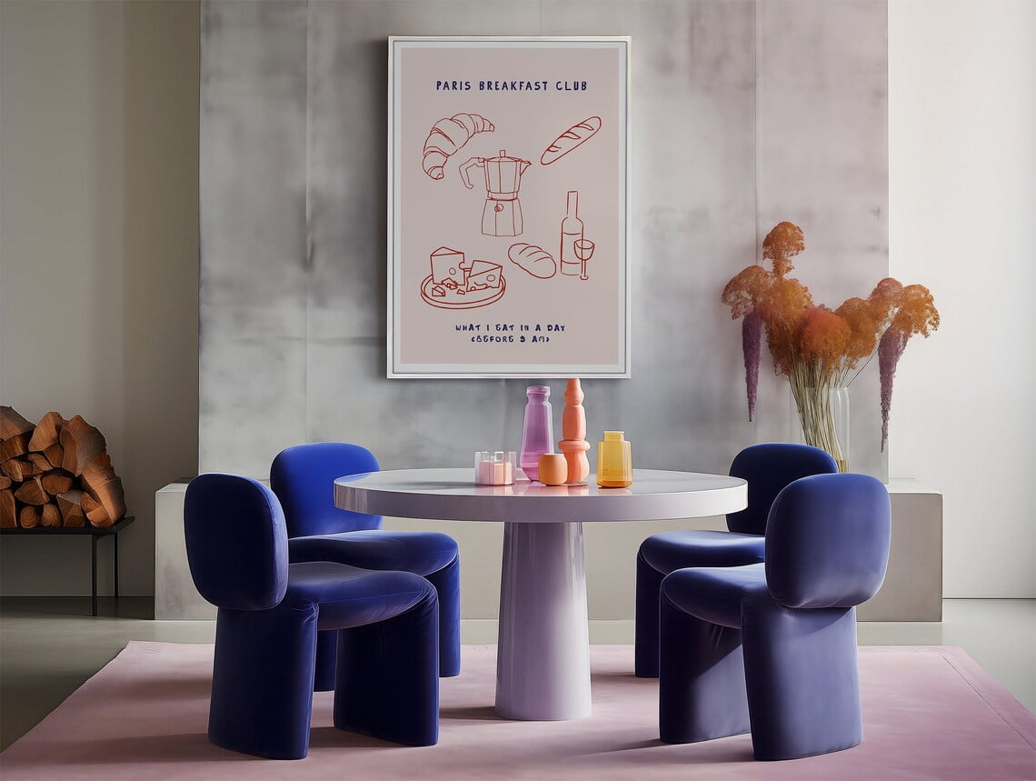 Croissant Poster Food print French croissant poster kitchen wall decor ...