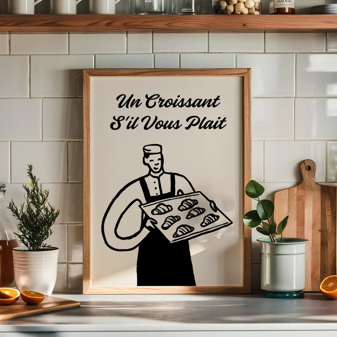 Croissant Poster, Trendy Kitchen Wall Art, Un Croissant Sil Vous Plait ...